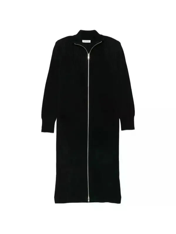 THE FRANKIE SHOP Ribbed-knit Zip-up Coat - Black