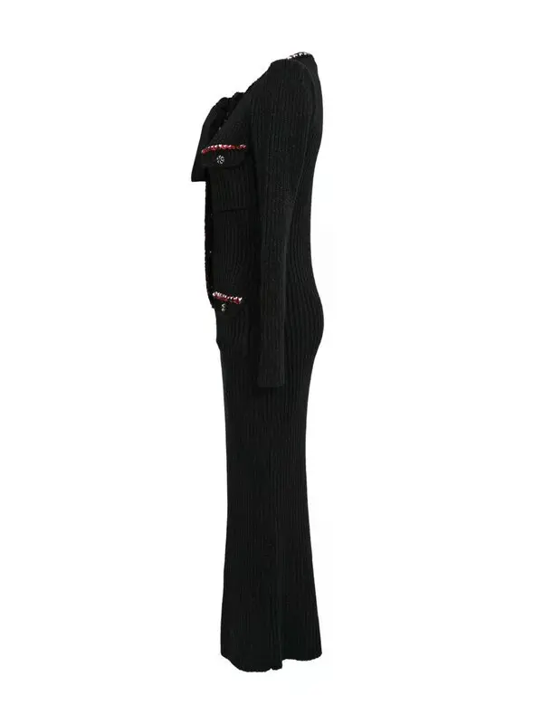 SELF-PORTRAIT Bow-detail Knit Midi Dress