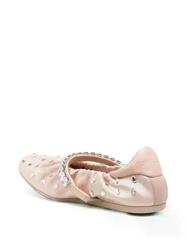 JIMMY CHOO Jade Crystal-embellished Satin Ballet Flats