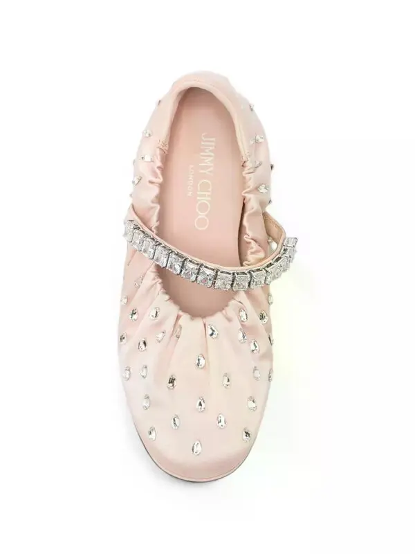 JIMMY CHOO Jade Crystal-embellished Satin Ballet Flats