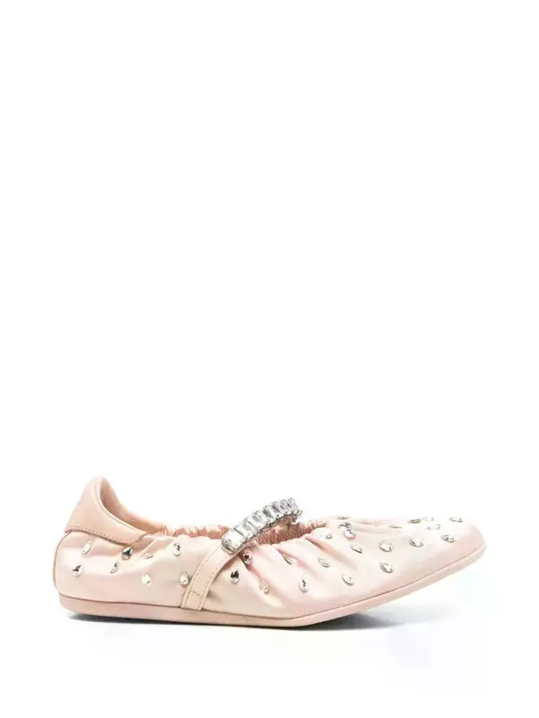 JIMMY CHOO Jade Crystal-embellished Satin Ballet Flats - Pink