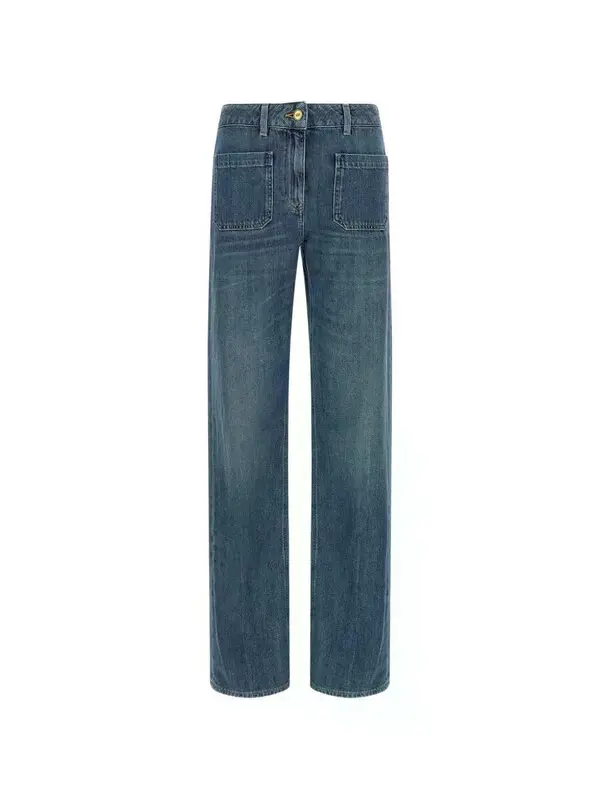 Elisabetta Franchi Logo-embroidered Patch-pocket Denim Jeans - Blue