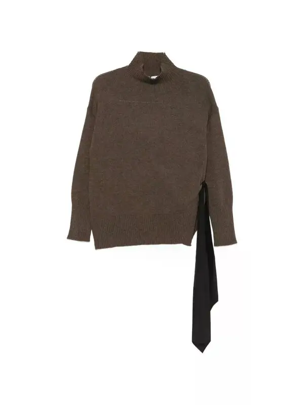 Marella Pietra Side-tie High-neck Sweater - Brown