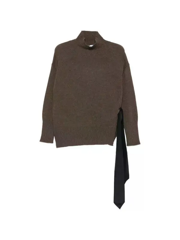 Marella Pietra Side-tie High-neck Sweater - Brown