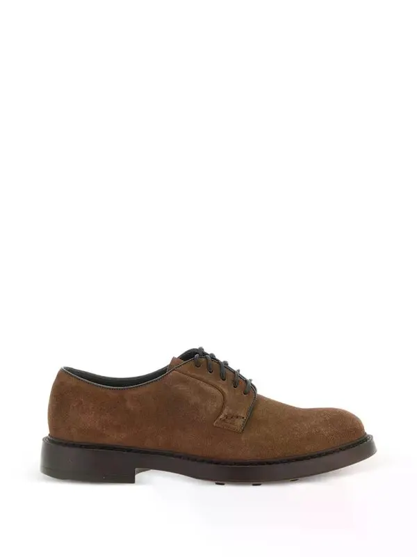 DOUCAL'S Suede Round-toe Derby Shoes - Brown
