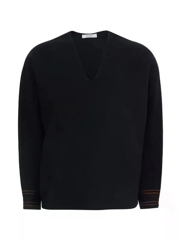 Max Mara Contrast-stitch V-neck Sweater