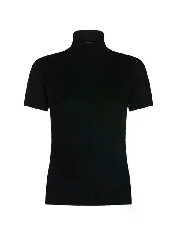ALLUDE Cashmere Roll-neck Short-sleeve Sweater
