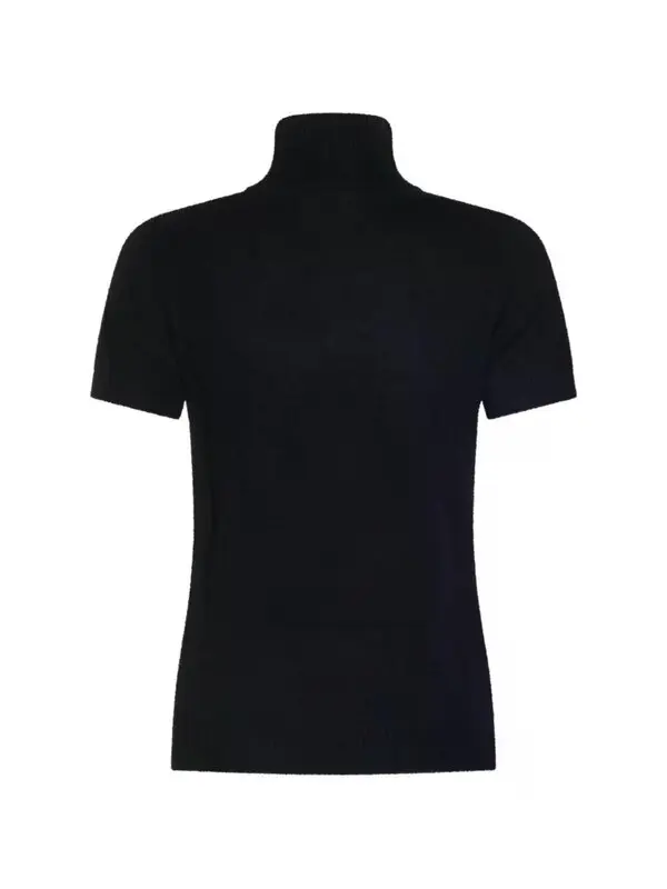 ALLUDE Cashmere Roll-neck Short-sleeve Sweater