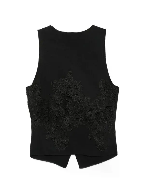 Liu Jo Lace-panel Button-fastening Waistcoat - Black