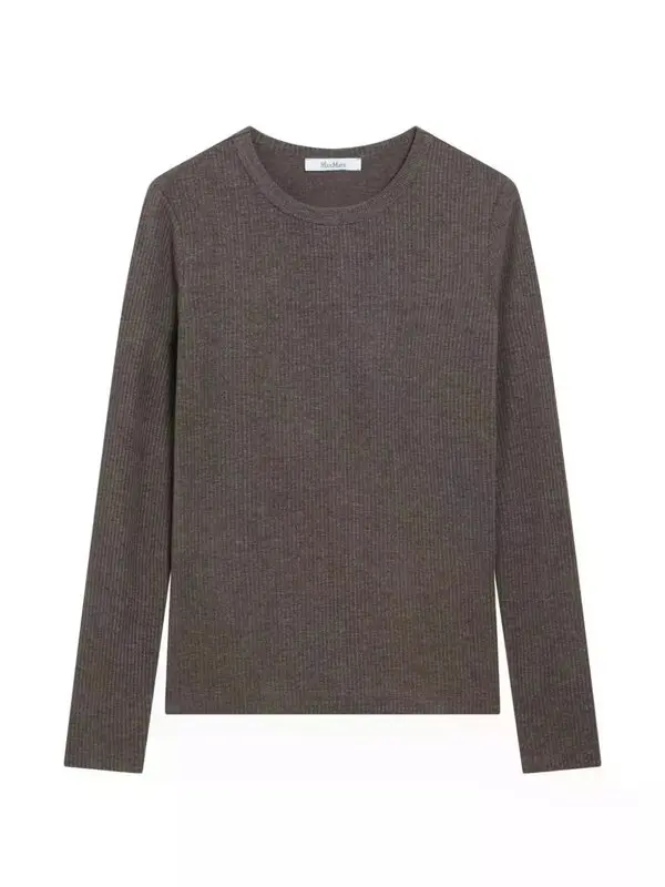 Max Mara Ribbed-knit Long-sleeve T-shirt - Brown
