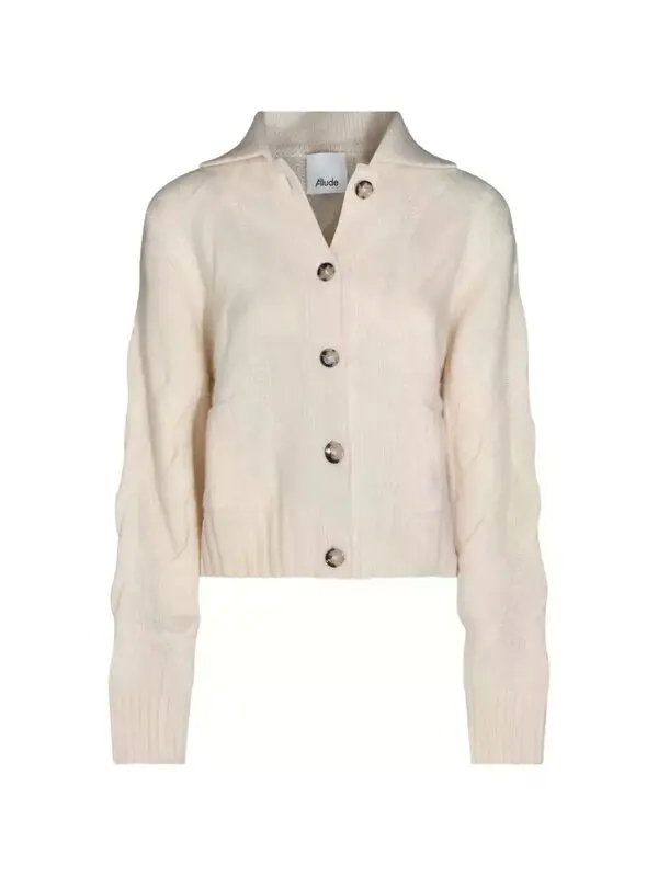ALLUDE Cable-knit Button-up Cardigan