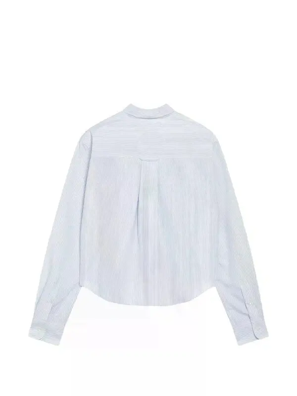 AMI Paris Cropped Striped Cotton Shirt - White