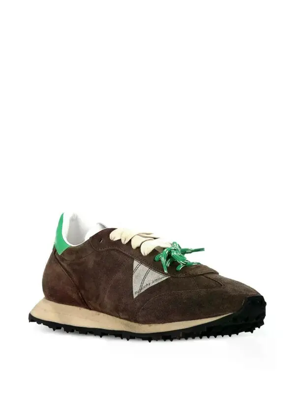 RUN OF Suede Lace-up Sneakers - Brown