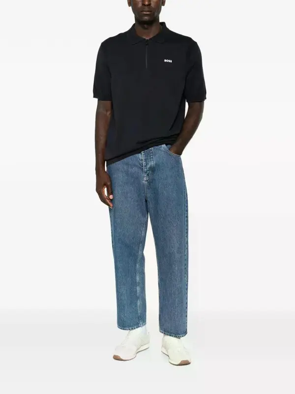 BOSS Zip-fastening Logo-print Polo Shirt
