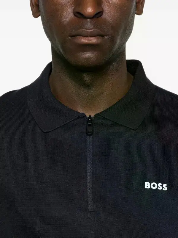 BOSS Zip-fastening Logo-print Polo Shirt