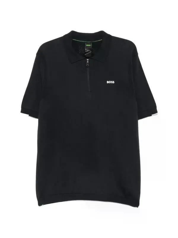 BOSS Zip-fastening Logo-print Polo Shirt - Blue