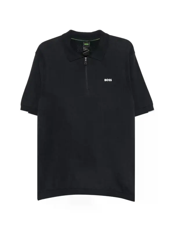 BOSS Zip-fastening Logo-print Polo Shirt - Blue