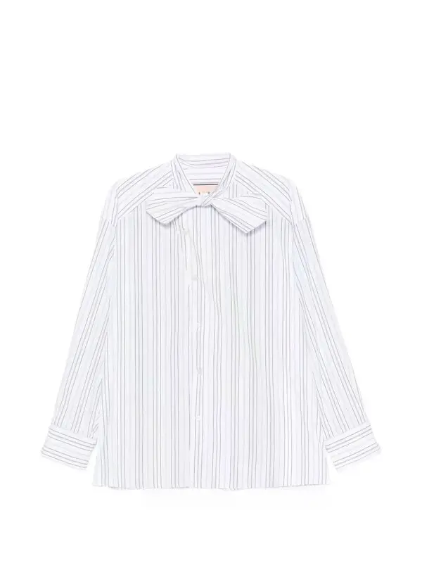 Plan C Striped Pussy-bow Shirt