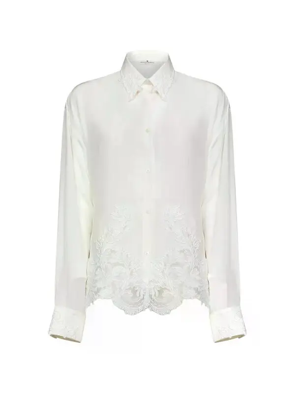 Ermanno Scervino Lace-trimmed Silk Shirt
