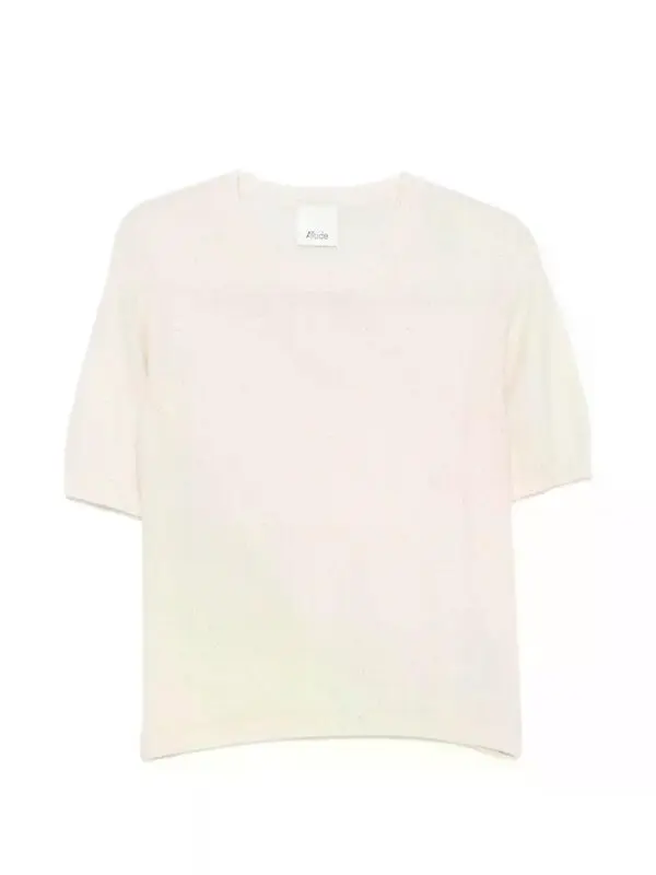 ALLUDE Sequin-embellished Short-sleeve Sweater - White