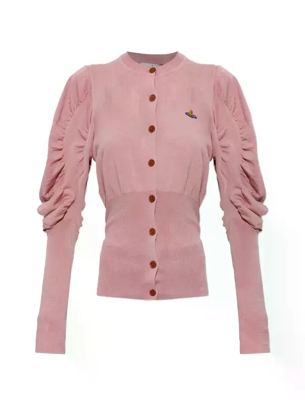 VIVIENNE WESTWOOD Orb-embroidered Ruched-sleeve Cardigan