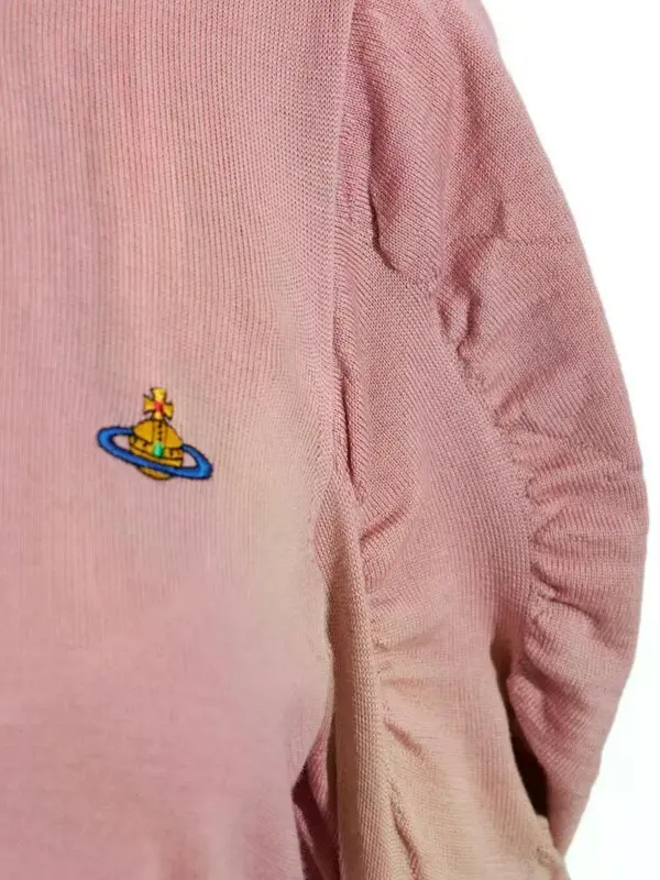 VIVIENNE WESTWOOD Orb-embroidered Ruched-sleeve Cardigan