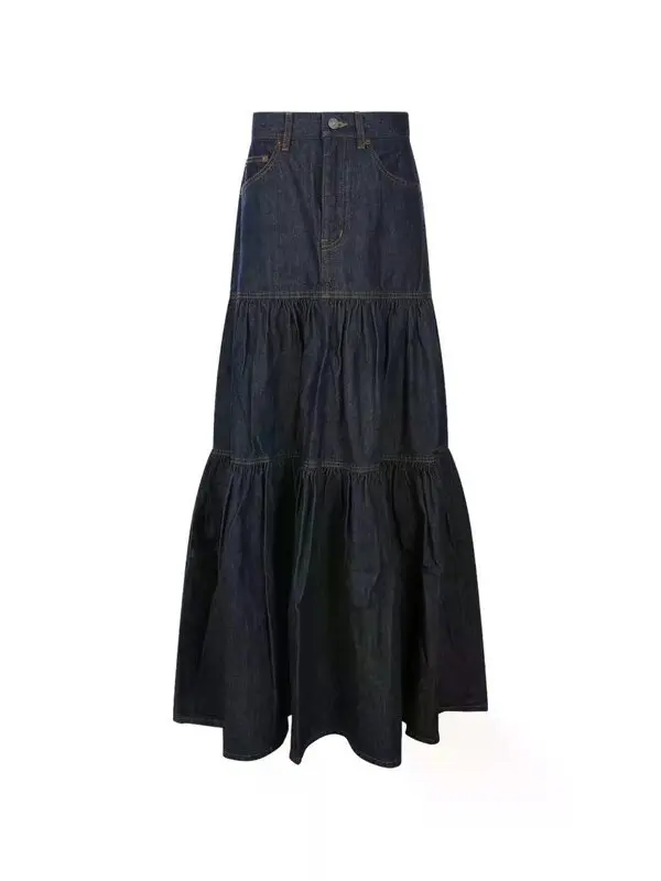 Saint Laurent Long Skirt In Indigo Denim
