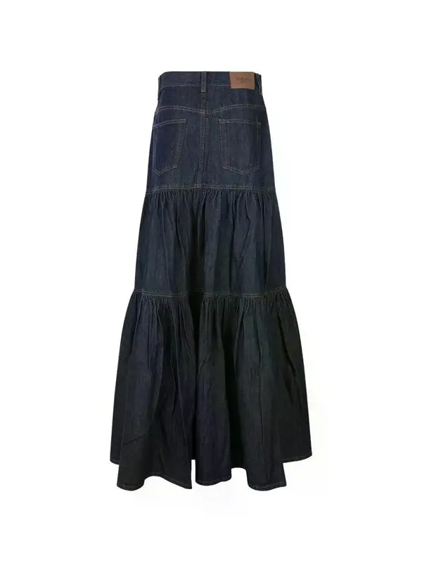 Saint Laurent Long Skirt In Indigo Denim