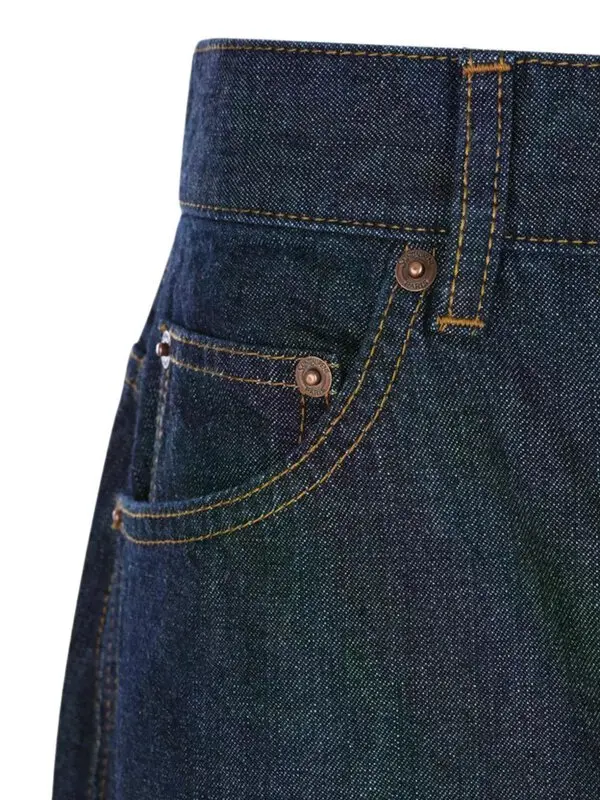 Saint Laurent Long Skirt In Indigo Denim
