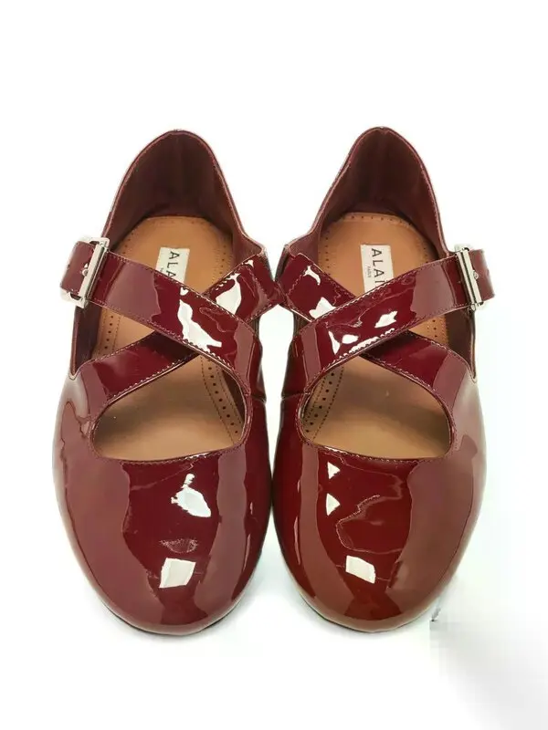 Alaïa Criss-cross Strap Patent Leather Ballet Flats