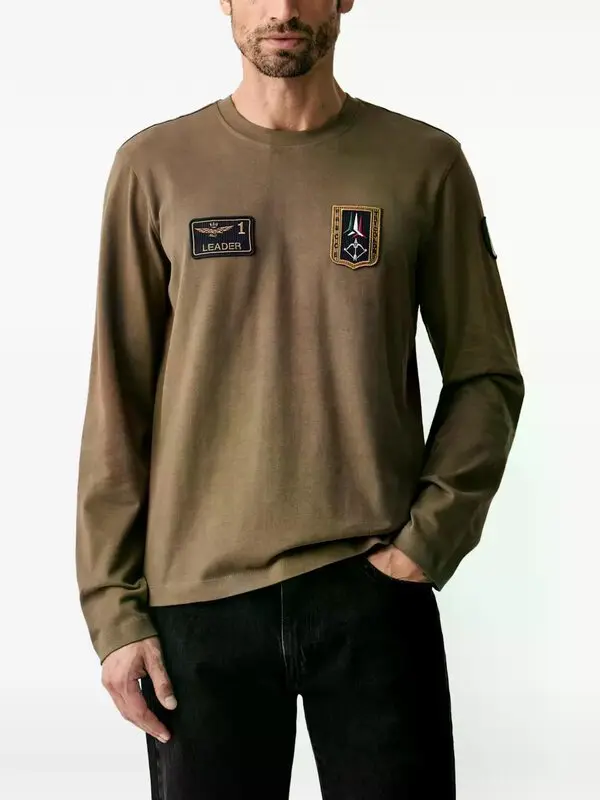 AERONAUTICA MILITARE Patch-detail Long-sleeve T-shirt - Brown