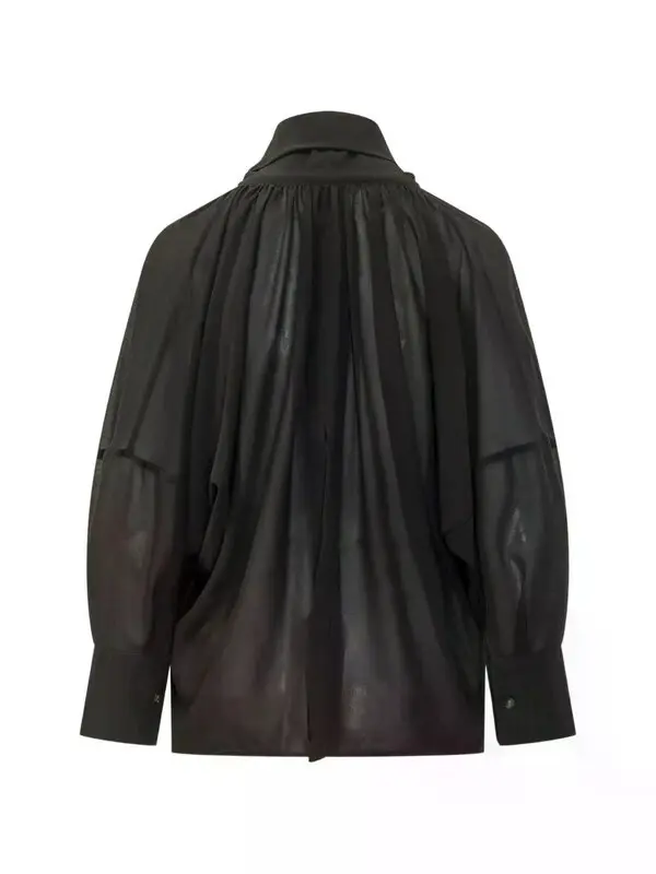 LE SULLY STUDIO Pussy-bow Semi-sheer Blouse - Black