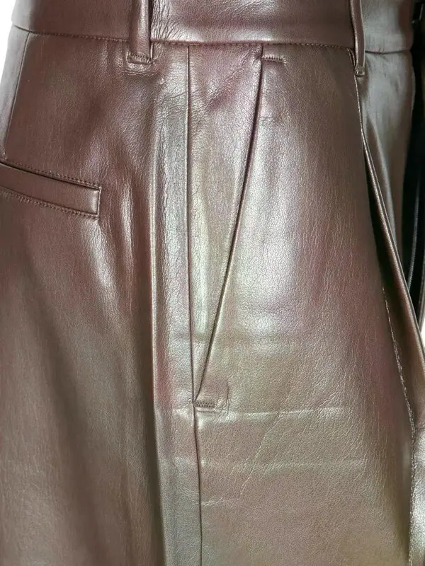 Andamane Sasha Pleated Faux-leather Trousers