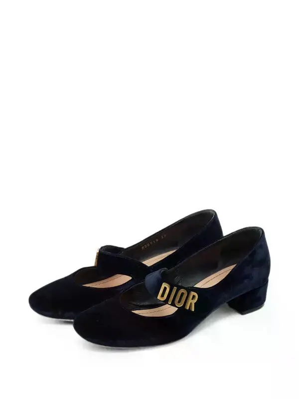 Dior Navy Velvet Baby-d Mary Jane Pumps