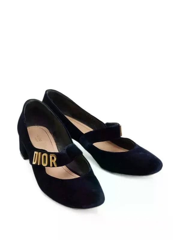 Dior Navy Velvet Baby-d Mary Jane Pumps