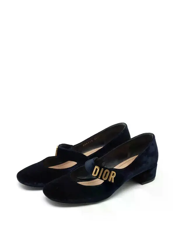 Dior Navy Velvet Baby-d Mary Jane Pumps - Blue