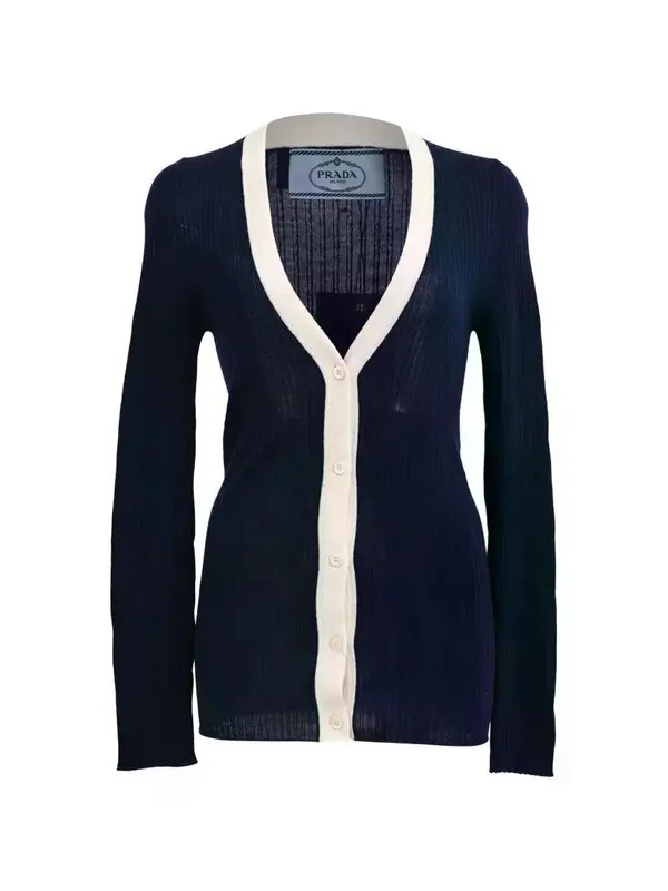 Prada Cashmere Ribbed Cardigan