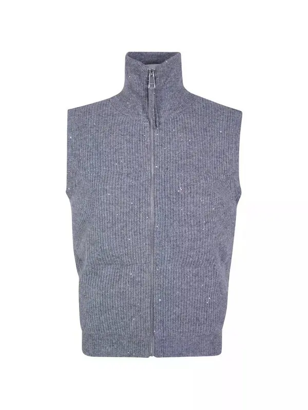 Seventy Sequin-embellished Ribbed-knit Gilet