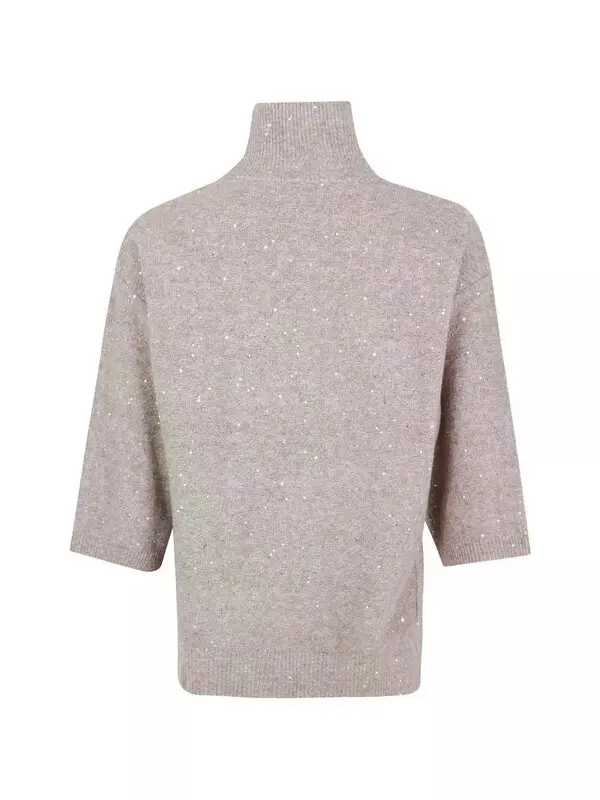 Seventy Sequin-embellished High-neck Fine-knit Top