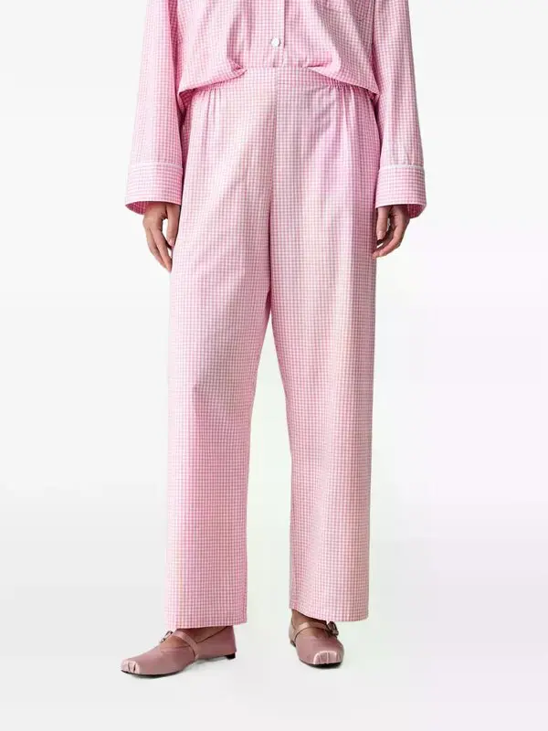 Sleeper Gingham Floral-appliqué Pajama Top