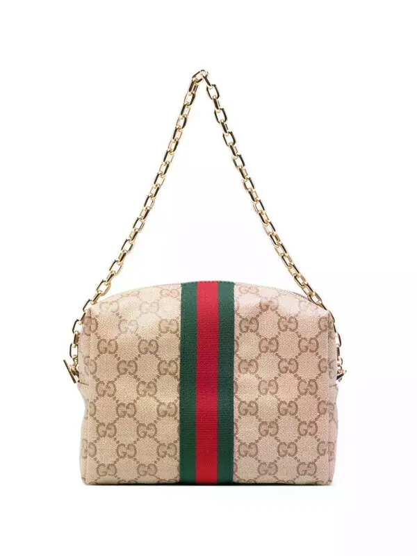 Gucci Gg Supreme Web-stripe Clutch Bag - Neutrals