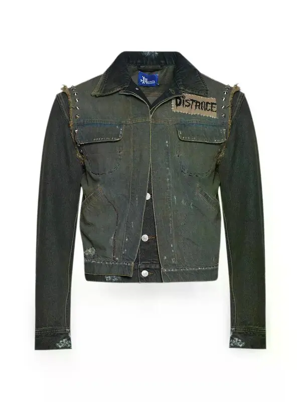 MARKING DISTANCE Stud-embellished Layered Denim Jacket