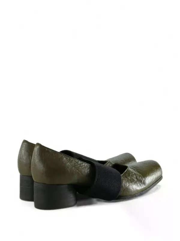 UMA WANG Elasticated-strap Square-toe Ballet Flats - Green