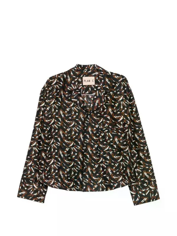 Plan C Abstract-print Silk Shirt