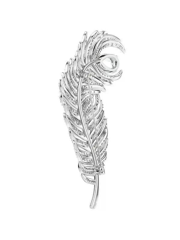 SWAROVSKI Vienna Crystal-embellished Feather Brooch - Silver
