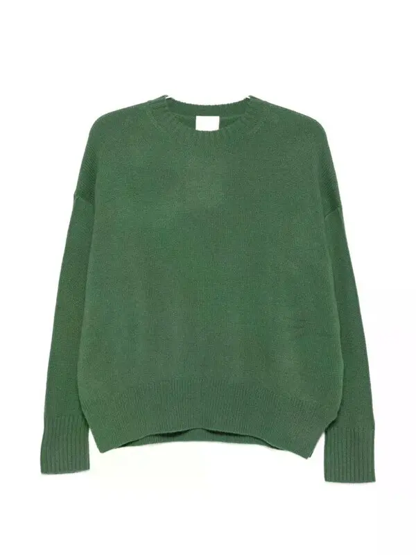ALLUDE Ribbed-trim Drop-shoulder Sweater - Green