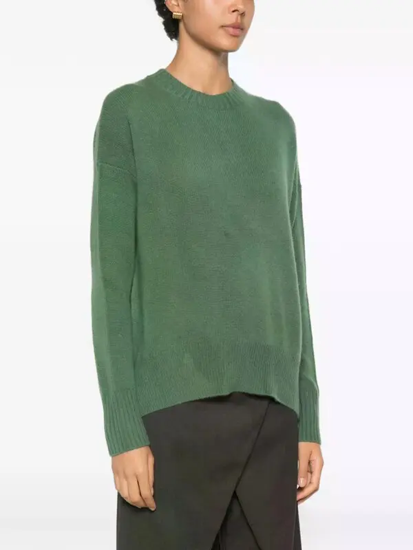 ALLUDE Ribbed-trim Drop-shoulder Sweater - Green