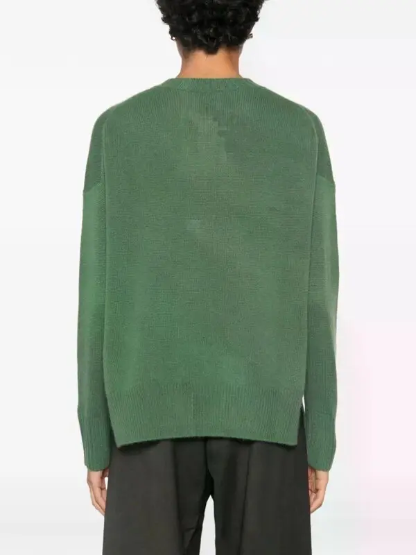 ALLUDE Ribbed-trim Drop-shoulder Sweater - Green