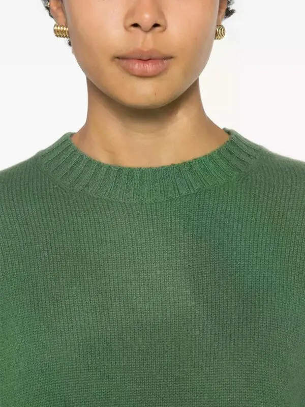 ALLUDE Ribbed-trim Drop-shoulder Sweater - Green