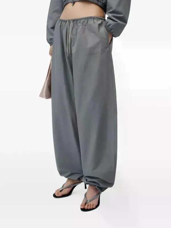Alexander Wang Crystal Hotfix Drawcord Track Pant - Grey